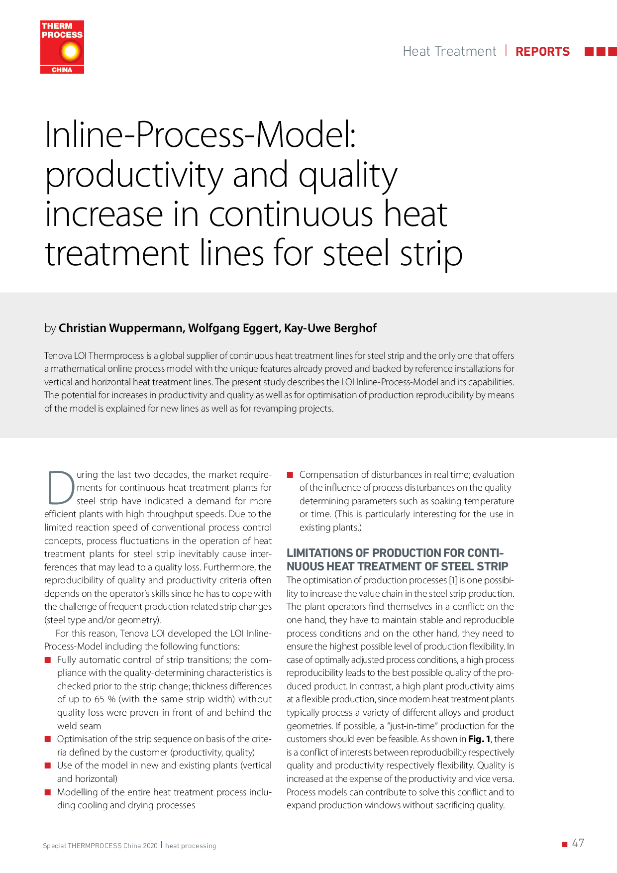 Inline-Process-Model: productivity and quality increase in continuous ...