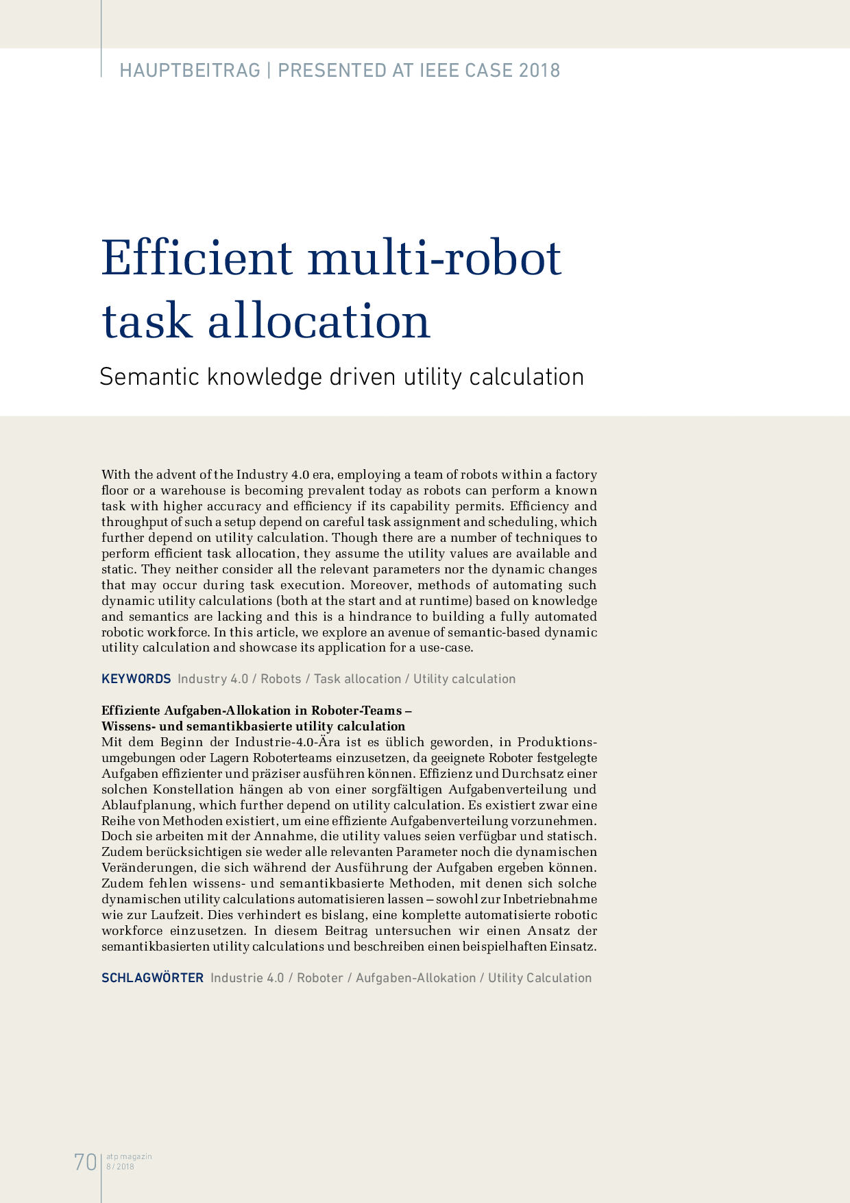Efficient Multi Robot Task Allocation Atpinfode